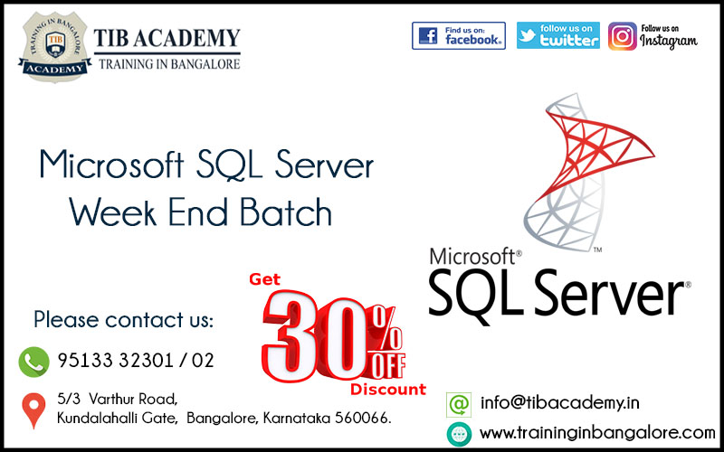 Best SQL Server Training in Bangalore | SQL Server Course 30% Discount 2019 Best SQL Server Training in Bangalore | SQL Server Course 30% Discount 2019